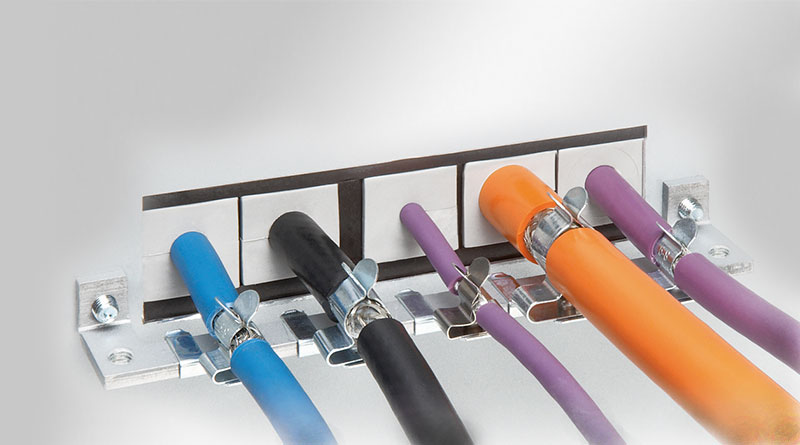 KEL-EMC-PF cable assembly bracket for mounting individual shield clamps